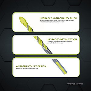 Masonry Drill Bit Set & Concrete Drill Bit 11Piece,Chrome Plated with Industrial Strength Carbide Tip,for Tile,Glass.Brick,Wall,Acrylic,Plastic,Wood,Aluminum Alloy,Thin Iron Plate,Concrete by CSOOM