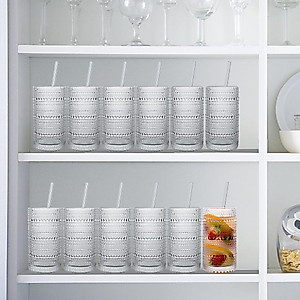 Dingerjar 2024 Upgraded Large Capacity 16 oz/480 ml Hobnail Glasses Drinking Set of 12 - Heavy Vintage Glassware