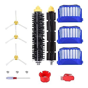 Replacement parts Compatible for iRobot Roomba 675 677 671 655 645 Robotics,Filter,Side Brush,Bristle and Flexible Beater Brush, Cleaning Tool and Screw