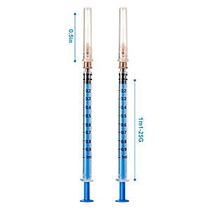 30 Packs 1ml Syringe Sterile, Oral Dispenser Syringe, Individually Sealed. (with needle)