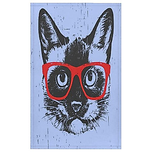 Cat Face Glasses Kitchen Towels and Dishcloths Set of 4-17.7" x 28.3" Absorbent Dish Towels with Hanging Loop Hand Towel for Farmhouse Bar Towels & Tea Towels
