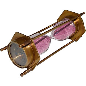 Antique Brass 5 inches Sand Timer, 5.75'' Brass Pirate Hourglass.