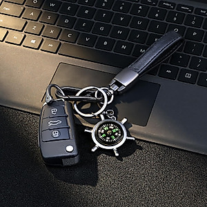Key Chains for Car Keys, 360 Degree Rotatable Keychain for Men, Black Key Ring