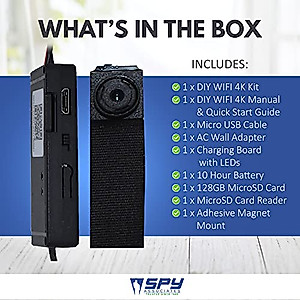 Mini Gadgets Covert 4K Hidden Camera DIY Kit w/DVR, Night Vision - Built in Secret Camera Recording Activity - Indoor Home Security Cameras, Nanny Cam