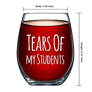 Panvola Tears of My Students Teacher Gifts Stemless Wine Glass Funny College Professor Graduation Gifts Teacher Appreciation Day From Student Drinkware (17 oz)