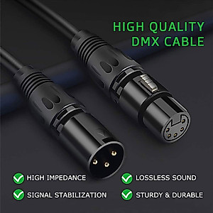 HOSONGIN 3 Pin XLR Male to 5 Pin XLR Female DMX Adapter Cable for Microphone DMX DMX512 Stage Lighting Turnaround, Length 12 inch /1 Foot, 2 Pack