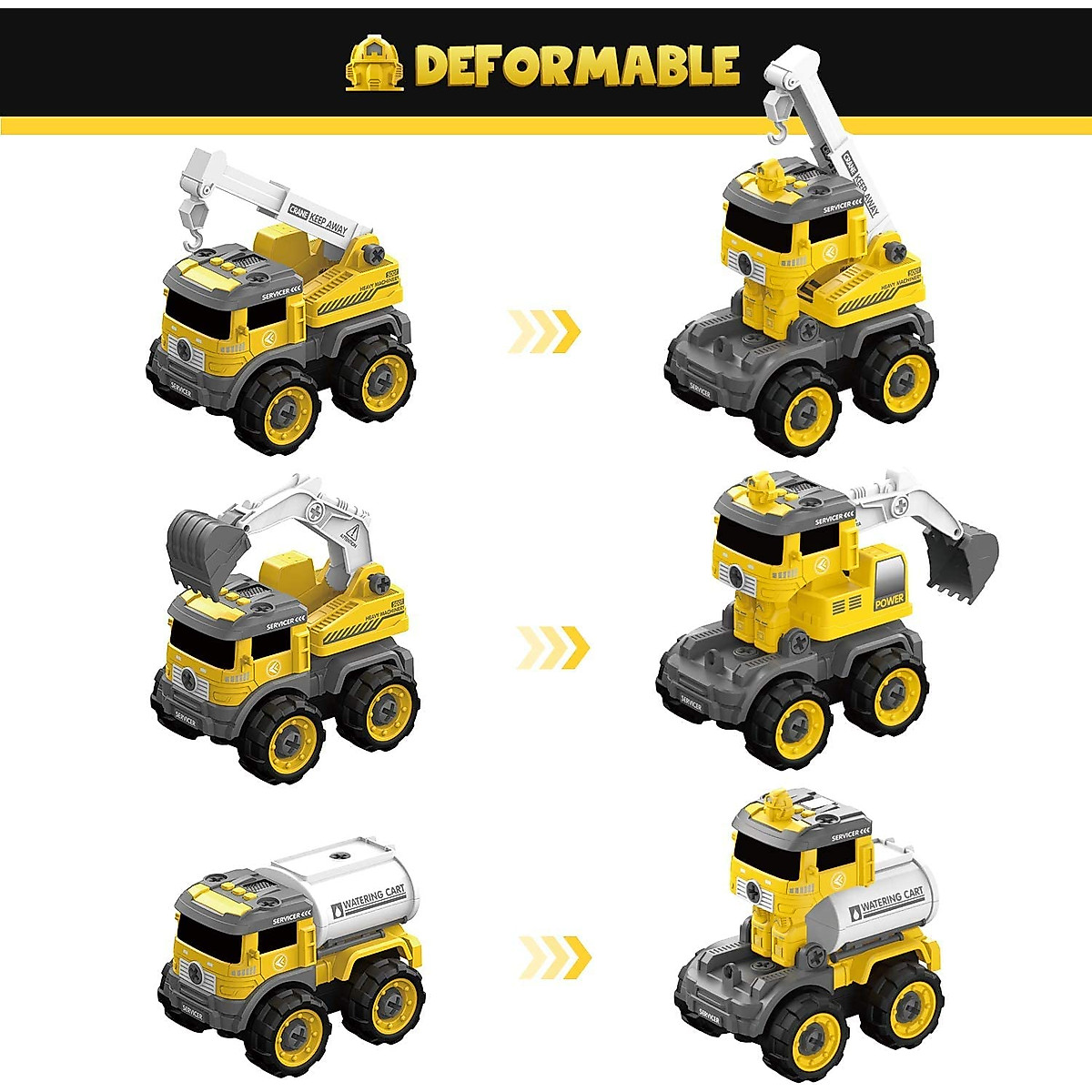 Take Apart Toys with Electric Drill with Remote Control Function 6 in 1 Take Apart Construction Toys Trucks Toy Drills, Gift Toys for 3,4,5,6,7, 8 Year Old Boys Girls Kids