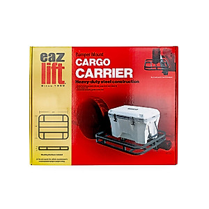 Camco Eaz-Lift RV Bumper Mounted Cargo Carrier - Perfect for Carrying Cargo on The Back of Your RV - Fits 4-inch and 4-1/2-inch Bumpers - Mounting Hardware Included (48470), Black