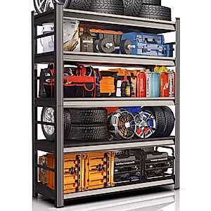 72" H, 3000 lb. Heavy Duty Storage Shelving Unit | Adjustable 5-Tier Metal Garage Storage Shelves | Easy to Assemble, Storage Shelves for Basements and Garages, 72 "H*36 "W*16 "D