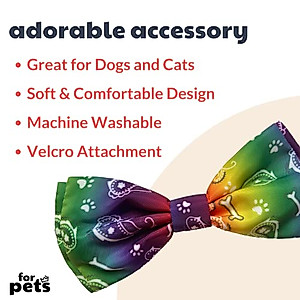 H&K Bow Tie for Pets | Bone-Dana Multi (Small) | Velcro Bow Tie Collar Attachment | Fun Bow Ties for Dogs & Cats | Cute, Comfortable, and Durable | Huxley & Kent Bow Tie
