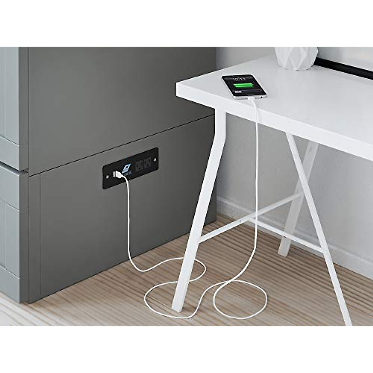 AFI Southampton Murphy Bed Chest with Charging Station, Twin XL, Grey