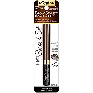 L’Oréal Paris Cosmetics Brow Stylist Boost and Set Brow Mascara, Dark Brunette, 0.1 Fluid Ounce