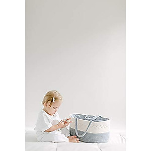 Stroller Society Diaper Caddy Organizer for Baby, Nursery Storage Basket, Cotton Rope Storage Basket (Gray)
