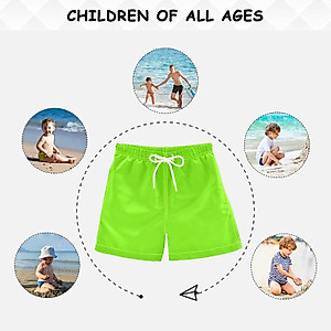 Fluorescent Green Boys Swim Trunks Summer Drawstring Toddler Swim Board Shorts Quick Dry Little Boys Bathing Suit Beach Hawaii Vacation 2 Years
