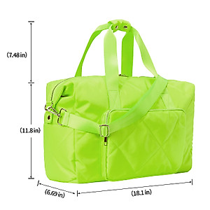 Tinzonc Sports Tote Gym Bag for Women, Travel Duffel Bag, Shoulder Weekender Overnight Bag for Women Girls Travel, Gym, Yoga (Fluorescent Green)