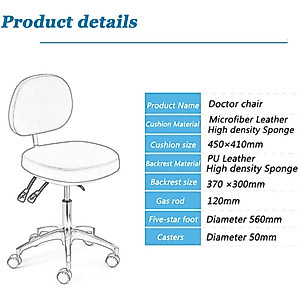 Standard Dental Mobile Chair Adjustable Doctor's Stool Leather Dentist Chair, Color Can Customizable (Color : Green)