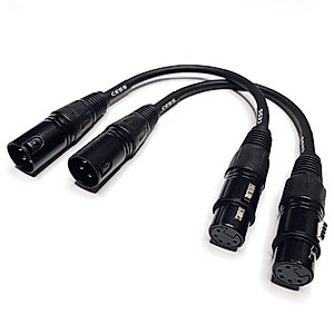 CESS-008 XLR3M to XLR5F DMX512 Adapter Cable - 3 Pin Male XLR to 5 Pin Female XLR DMX Turnaround, 6 Inches - 2 Pack