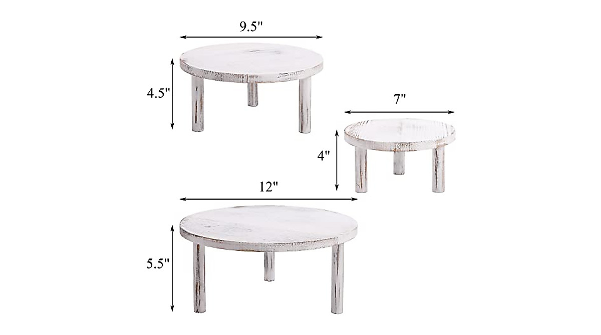 Elsjoy Set of 3 Wooden Cake Stands | Elegant Dessert Displays