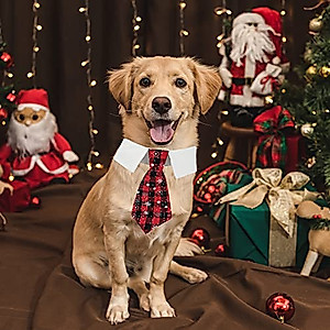 ADOGGYGO Christmas Dog Necktie Pet Tuxedo Christmas Dog Neck Tie Collar with Red Plaid Tie for Small Medium Large Dogs Pets (Large, Red & Black)