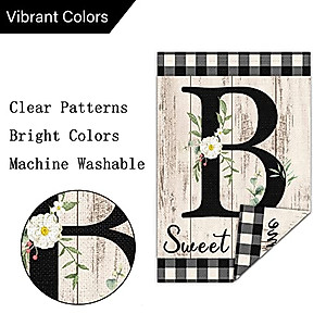 Monogram Letter B Initial Garden Flag 12x18 Double Sided Burlap, Small Vertical Welcome Initial Family Last Name Personalized Sweet Home Flag Outdoor Decoration (ONLY FLAG)