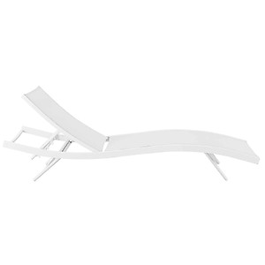 Modway Glimpse Aluminum Mesh Outdoor Patio Poolside Deck Chaise Lounge Chair in White White