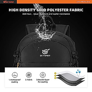 SKYSPER Hiking Backpack 30L Lightweight Packable Travel Daypack Waterproof Hiking Daypack for Women Men(Black)