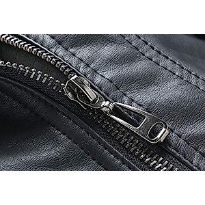 LJYH Children Collar Motorcycle Faux Leather Coats Kids Bomber PU Soft Leather Jackets Black 4-5yrs