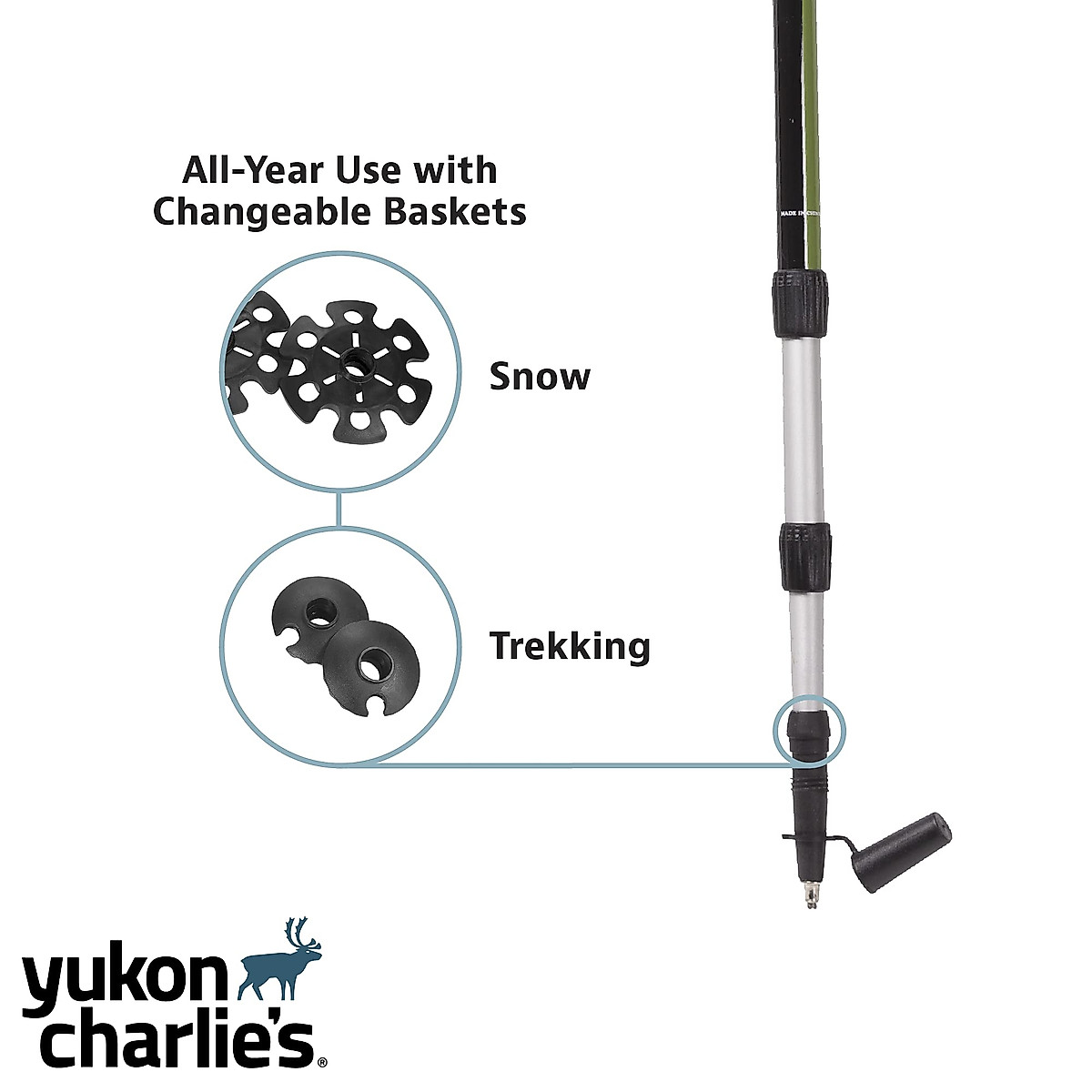 Yukon Charlie's Sherpa Trekking Poles, Twist Lock Adjustment System, Trekking and Snow Baskets Included