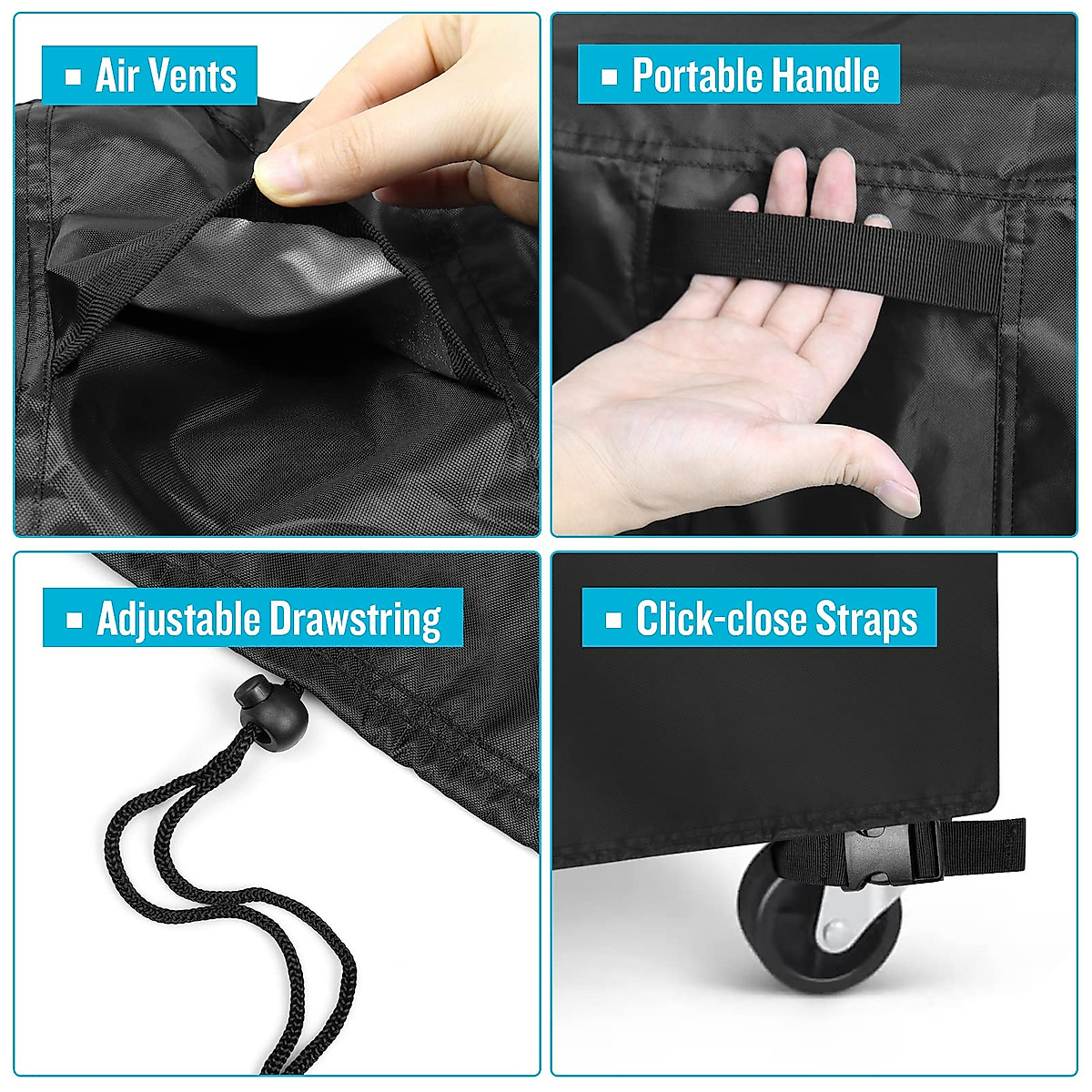 Kingling Cooler Cart Cover Fits 65-80 Quqrt Cooler Cart, Waterproof Patio Party Rolling Ice Chest with Wheels Outdoor Cooler Cart Cover Black - 32''L x18''W x32''H