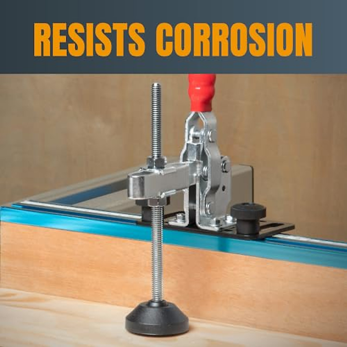 POWERTEC 20335 Quick Release Vertical Toggle Clamp 12130-500 lb Holding Capacity w Rubber Pressure Tip, 2PK