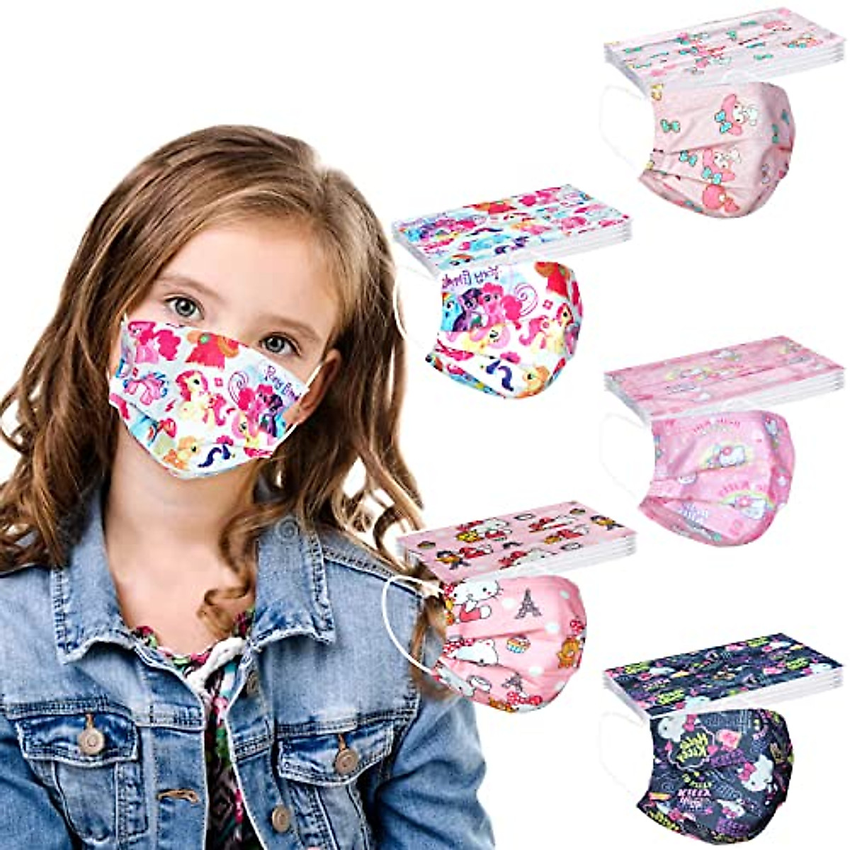 50PCS Kids Disposable Face_Mask Children 3Ply Earloop Breathable Kids Boys Girls Outdoor School Back to School Supplies Sky