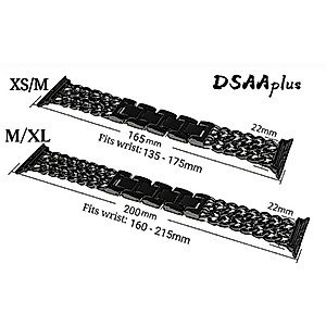 DSAAplus Compatible With Apple Watch Band 38mm 40mm 41mm 42mm 44mm 45mm 49mm,Stainless Steel Metal Cowboy Chain Style Replacement iWatch Series 8 7 6 5 4 3 2 1 Ultra SE2 SE Strap Wristband XS~XL(D yellow gold, 38/40/41mm(XS/M))