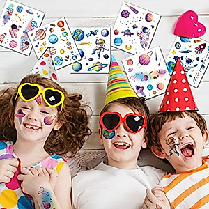CHARLENT Glitter Galaxy Temporary Tattoos for Kids - 12 Sheets Glitter Outer Space Tattoos for Boys Girls Birthday Party Favors Goodie Bag Fillers