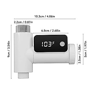 Shower Thermometer Bath Water Temperature Meter Tester LED Display G1/2 Read Thermometers for Home Bathroom Kitchen 5℃ to 85℃ (White)
