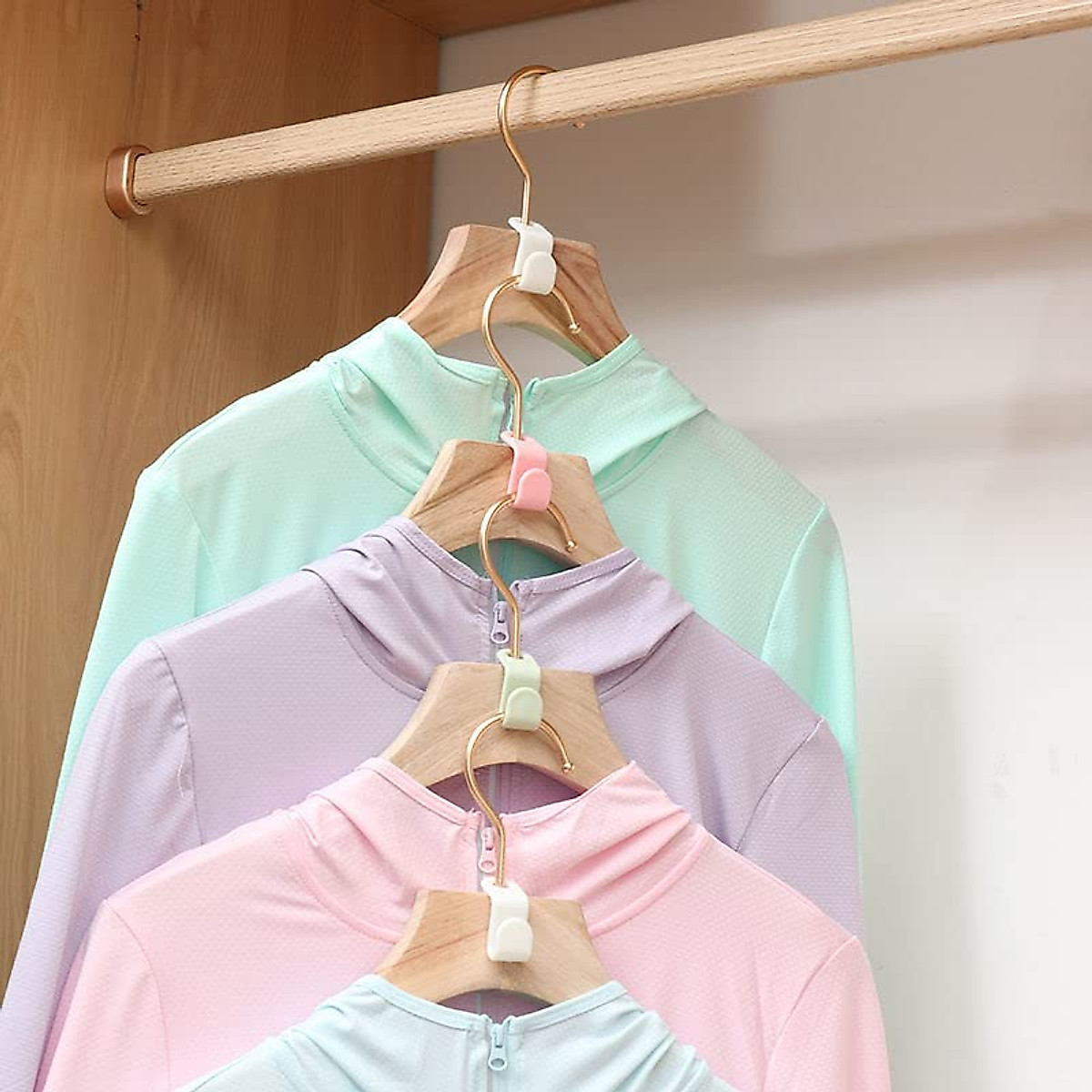 Meiwlong 20 PCS Clothes Closet Hanger Connector Hooks Plastic Organizer Space Saving Extender Cascading Heavy Duty Outfit Non Slip Lightweight Strong Overlay Storage White