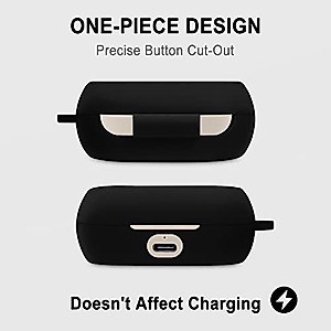 Geiomoo Silicone Carrying Case Compatible with Jabra Elite 7 Active/Jabra Elite 7 Pro, Portable Scratch Shock Resistant Cover with Carabiner (Black)