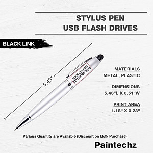 Paintechz Custom Pen USB Flash Drives 500 Pack Bulk, Personalized Logo or Text - as Corporate Gifts and Promotional Giveaways - 2GB