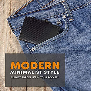 Card Blocr Pop Up Credit Card Wallet, RFID Blocking Credit Card Holder for men, Cool Wallets for Men in Carbon Wallet Design, Compact Card Holder Wallet for Secure Storage (Black PU Carbon Fiber)