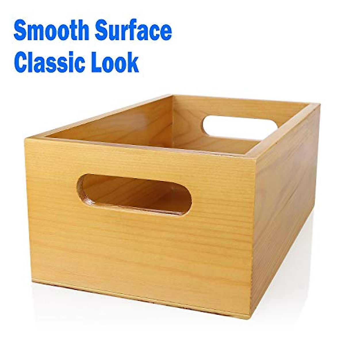 A Selected Pine Wood Organizer Open Box 4 Packs, 6x10 Wooden Storage Container with Handle for Bathroom and Kitchen