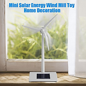 Mini Solar Energy Wind Mill Toy, Desktop Wind Turbine Model Solar Powered Windmills, Home Decor Garden Desk Ornament Education Fan (Best Children/Friends)