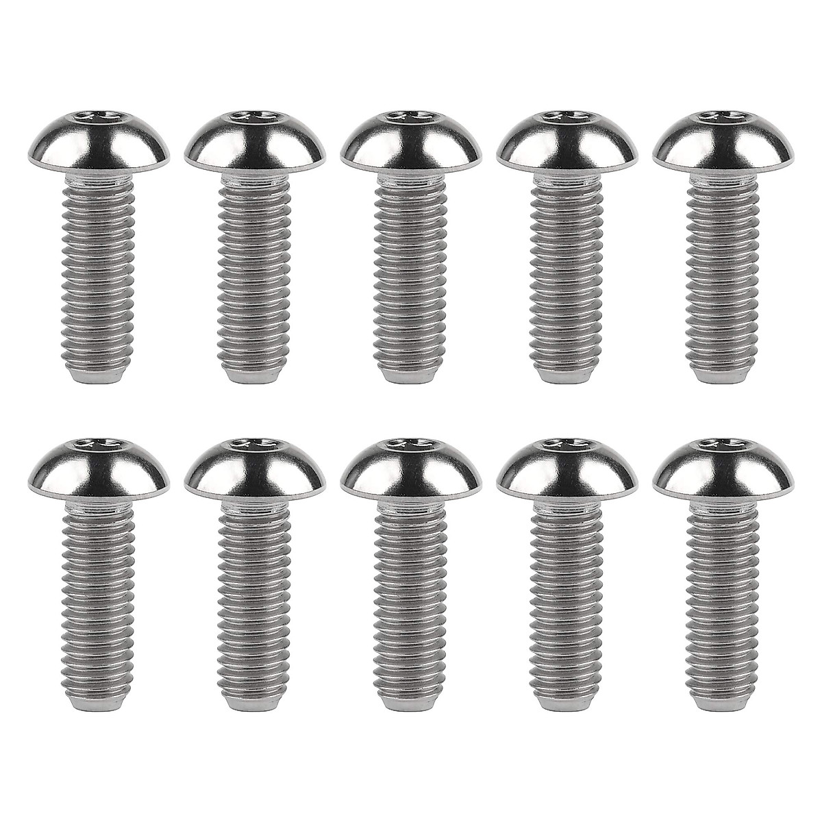 Wanyifa Titanium Ti Water Bottle Cage M5x8 10 12 15mm Bolt Button Head Allen Key Screws Pack of 10 (Silver, M5x15mm)