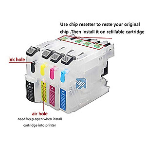 UniPrint Empty refillable Ink Cartridge + chip Resetter Compatible for Brother MFC-J460DW J480DW J485DW J680DW J880DW J885DW MFC-J4320DW J4420DW J4620DW J5620DWLC203 LC203XL