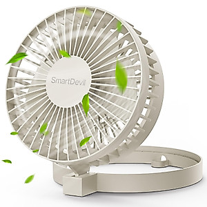 SmartDevil USB Desk Fan, 2 Speeds Small Personal Desk Fan, 90° Rotate Portable Foldable Mini Desktop Table Fan, Strong Wind, Quiet Operation, for Home Office Car Outdoor Travel (Light Gray)