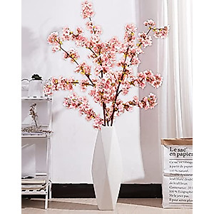 Sunm Boutique 3PCS Cherry Blossom Branches, Pink Plum Blossom Flowers Artificial Cherry Blossom Decor Tree Stems Faux Cherry Flowers Vase for Wedding Home Table Party Beach Theme Decor, 39''