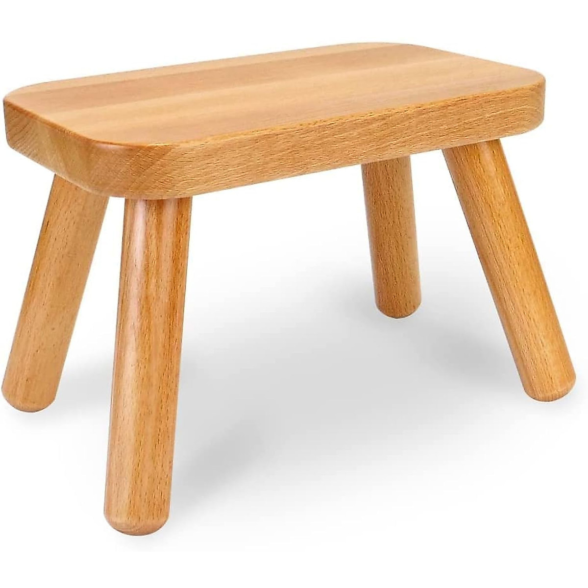KVIPY Wood Stool Step, Solid Hard Seat Stool with Non-Slip Feet, 10 Inch Doorway Shoe Changing Stool for Bathroom, Living Room, Bedroom, Laundry Room, Garden