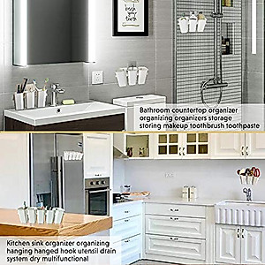 bystie Hanging Refrigerator Organizer, Desk Organization,Kitchen Storage & Bathroom Organizer, Makeup Organizer,Combinable 5 Pieces with Drain System, Stainless&Adhesive Hooks Included, BPA-free,White