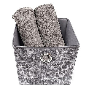 Home Basics Non Woven Large Open Cube Storage Bin Tapered Sides | Folds Down for Easy Storage | Grommet Metal Dual Handles | Graphic Print Design