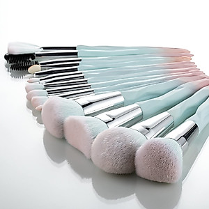 111 Pink blue gradient makeup brushes and makeup sponges set makeup brushes set natural synthetic eye shadow foundation make-up brush set professional makeup brush and tool accessories………