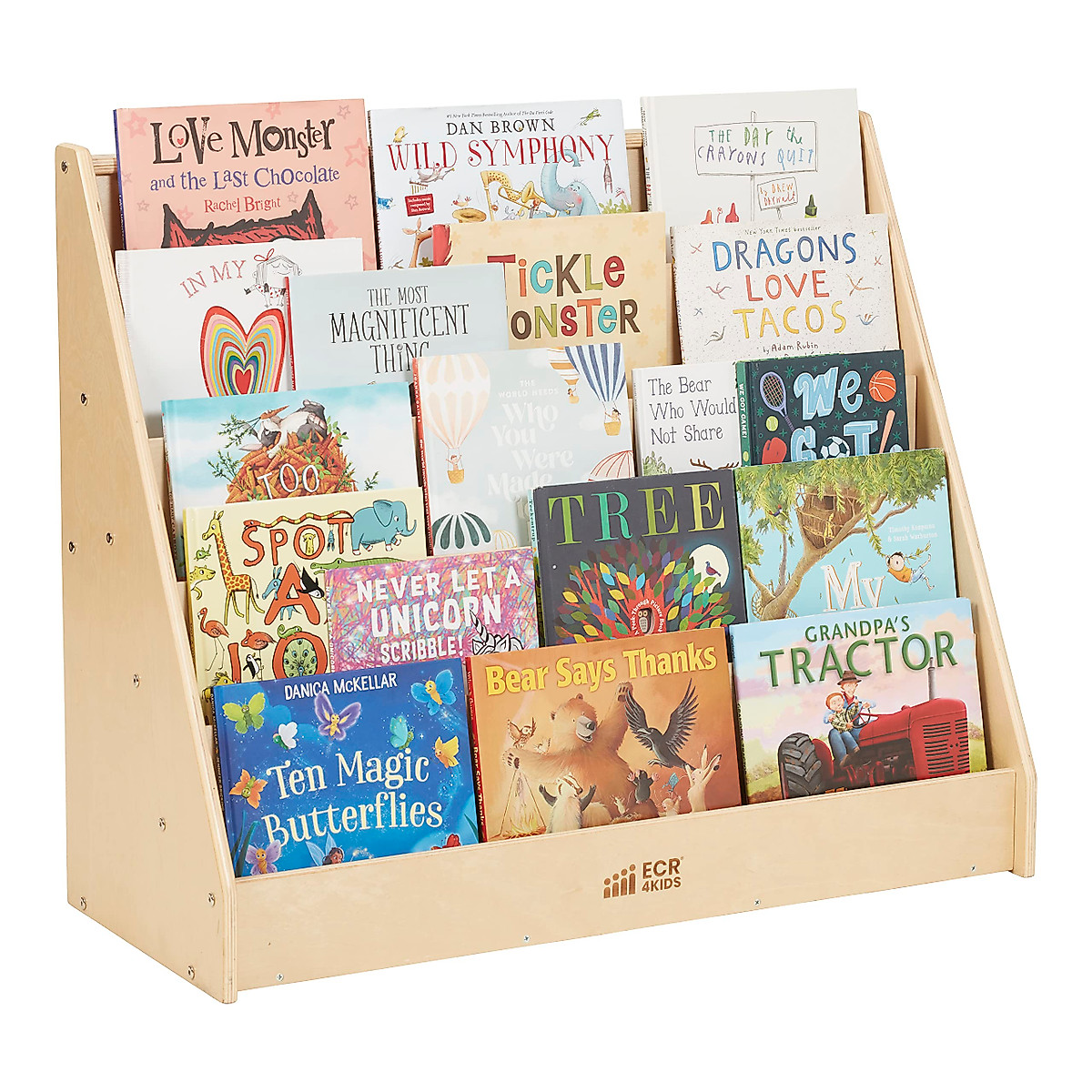 ECR4Kids Single-Sided Book Display, Classroom Bookshelf, Natural