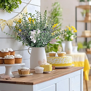 CEWOR 24pcs Eucalyptus Stems Decor Artificial Eucalyptus Leaves Faux Greenery Branches for Wedding Centerpiece Flower Floral Arrangement Farmhouse Home Decoration